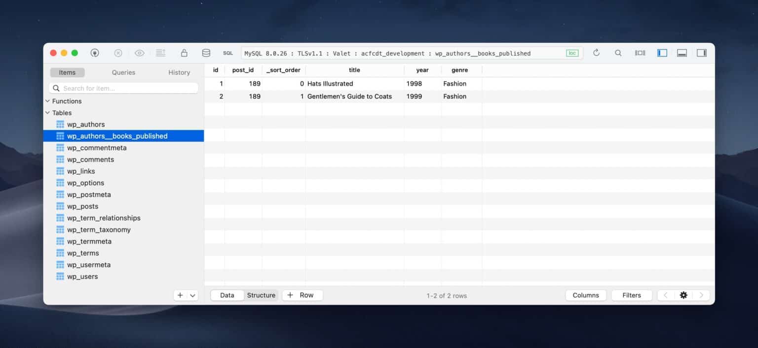 ACF Custom Database Tables 1.1 Released: Repeater Field Support, Column Data Type Filters ...